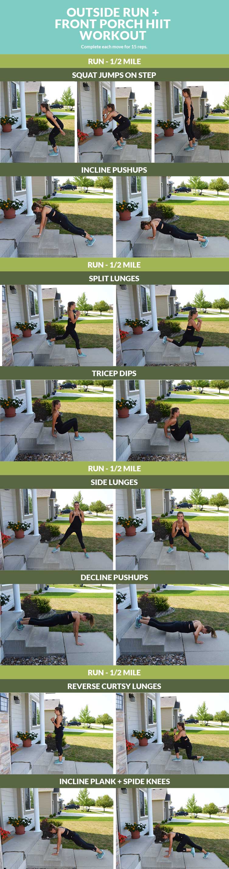 Outside Run + Front Porch HIIT Workout - Afitcado